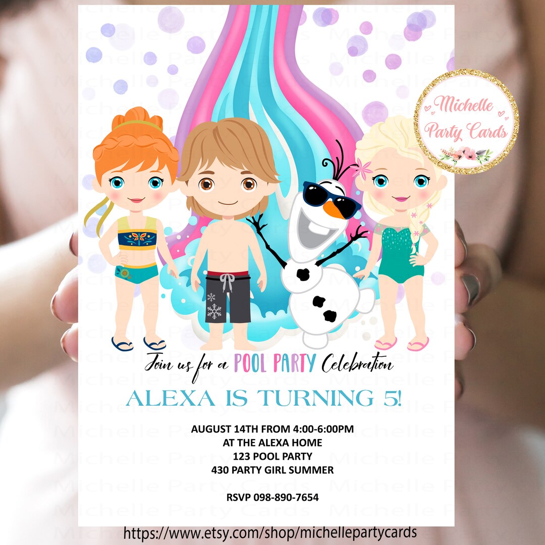 Frozen Pool Party, Princess Pool Party, Frozen Invitation, Princess ...