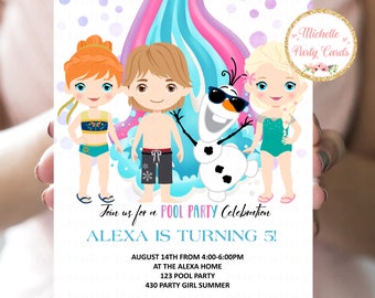 Frozen Pool Party Invitation, Frozen Pool Party, Frozen Pool Party ...