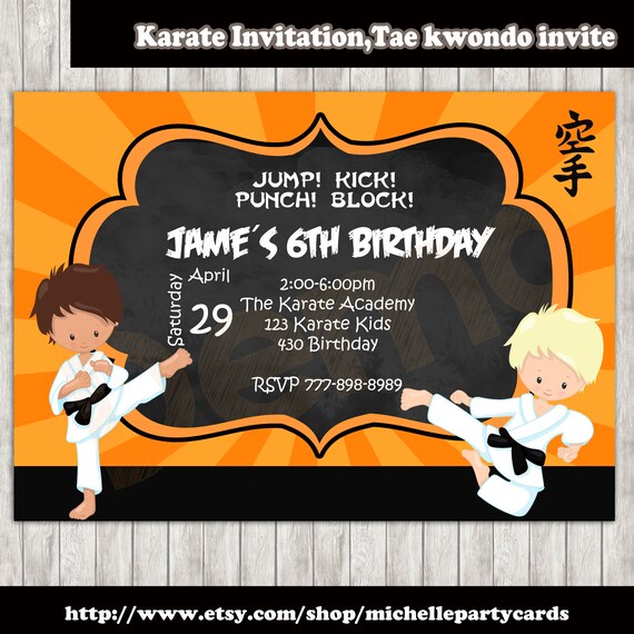 Invitaciones Para Fiestas De Taekwondo En Linea FREE Printable Karate