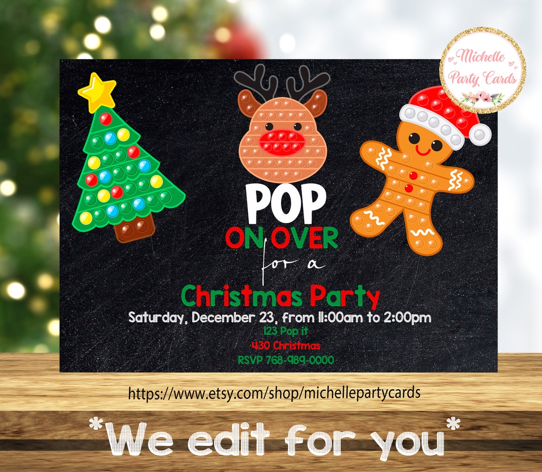 Christmas Pop It Invitation, Christmas Party, Christmas Pajama Party ...