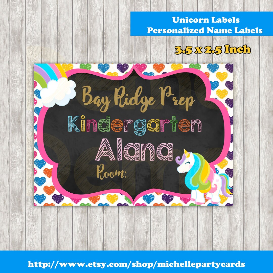 Unicorn- Personalized Name -girl Back to School Name Labels - School ...
