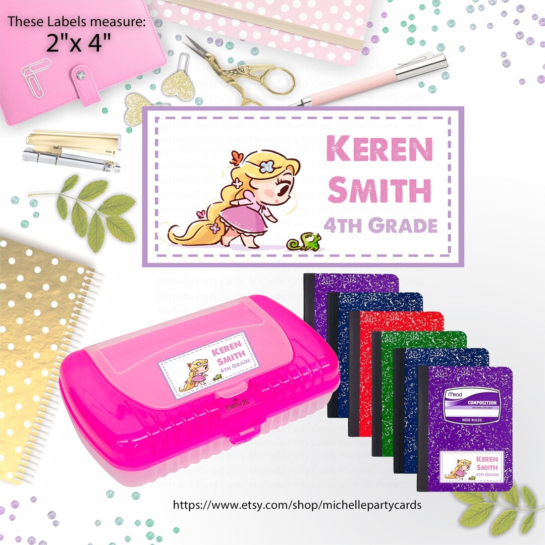 Digital File Only, Rapunzel Labels Back to School, Princess School ...