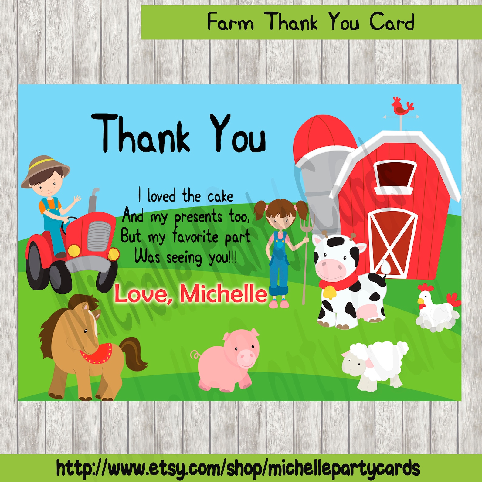 Farm Thank You Card Farm Animals Thank You Card Farms - Etsy