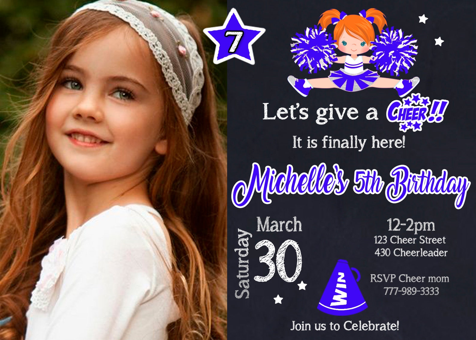 Cheerleader Photo Invitation Cheer Invitation Cheerleading | Etsy