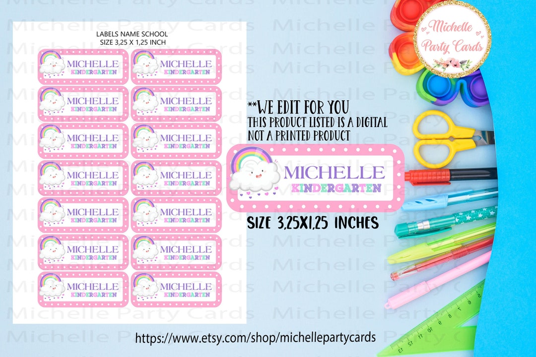 Digital File Only, Cloud Labels Name, School Stickers, School Supply ...