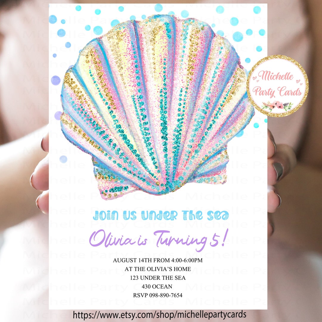 Shell Invitation, Birthday, Shell Invite, Shellebrate Party, Under the ...