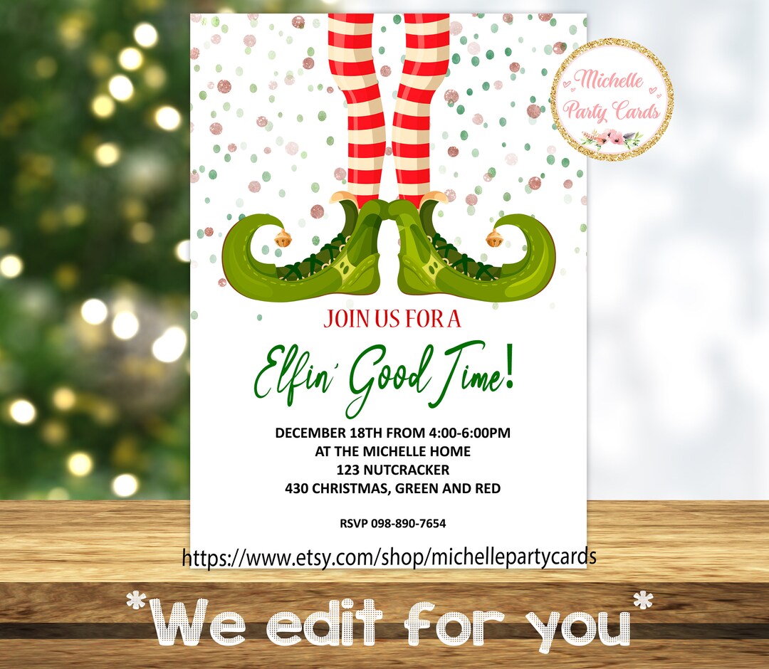 Christmas Invitation, Elf Christmas Invitation, Christmas Party ...