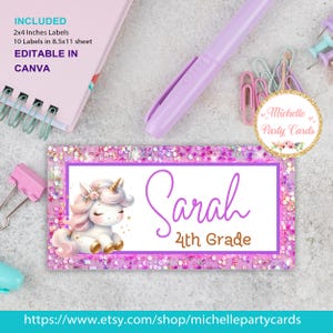Editable Labels, Unicorn Back to School, Unicorn Labels, Unicorn ...