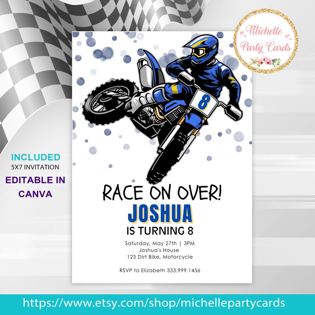 EDITABLE Motorbike Birthday Invitation, Dirt Bike Birthday Mobile ...