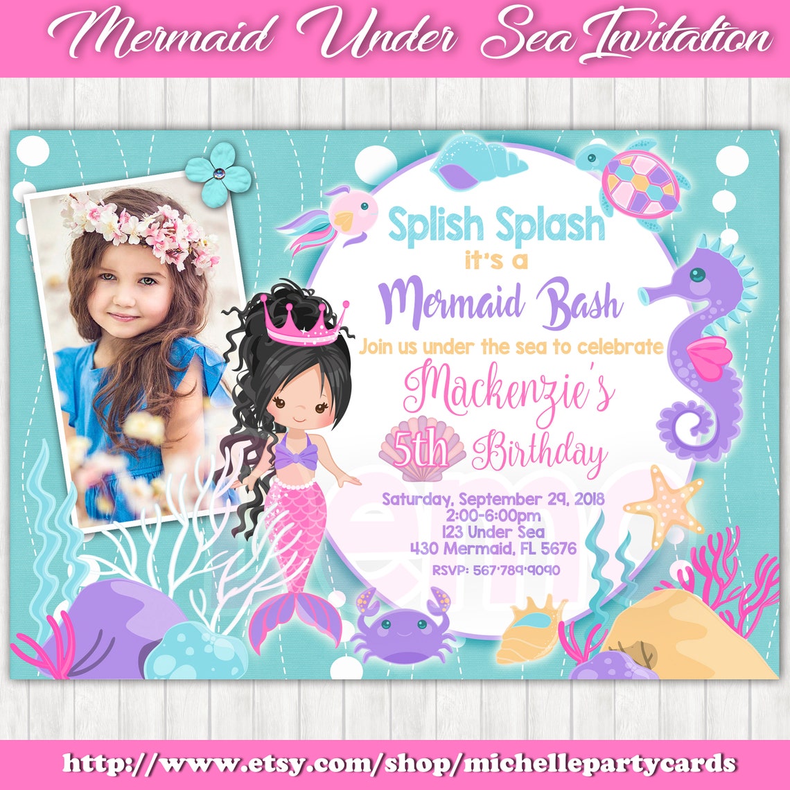 Mermaid Under the Sea Invitation Mermaid Invitation Mermaid | Etsy