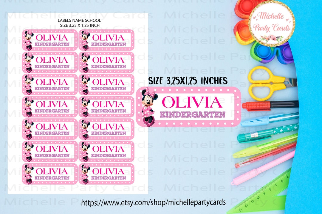 Minnie Mouse Labels Minnie School Labels Minnie Labels Name - Etsy