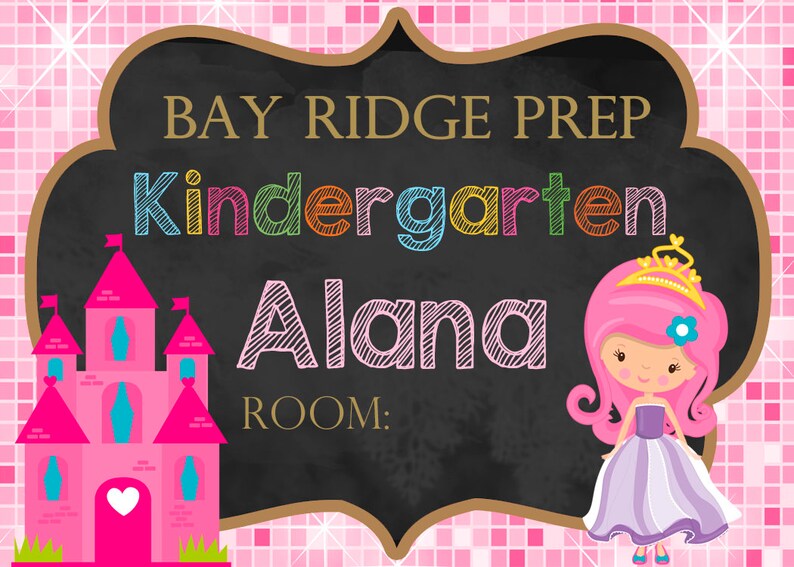 Princess Labels Back to School Personalized Name girl Back | Etsy