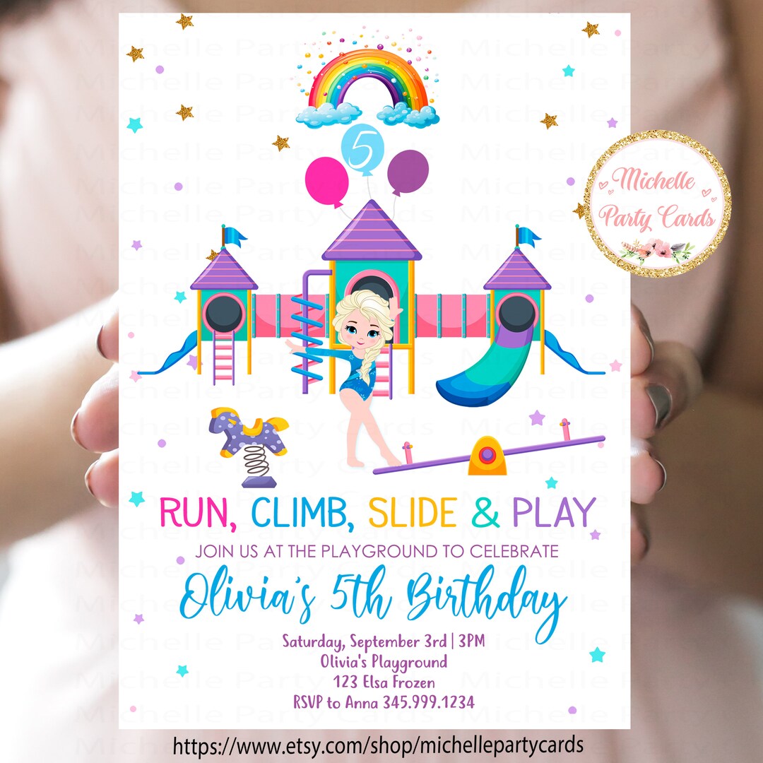 Gymnastic Playground Invitation, Frozen Playground, Princess Invitation ...