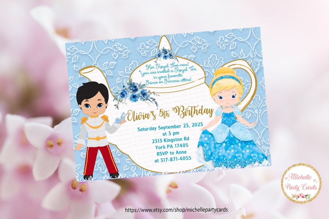 Princess Cinderella, Tea Party Invitation, Cinderella Tea Party ...