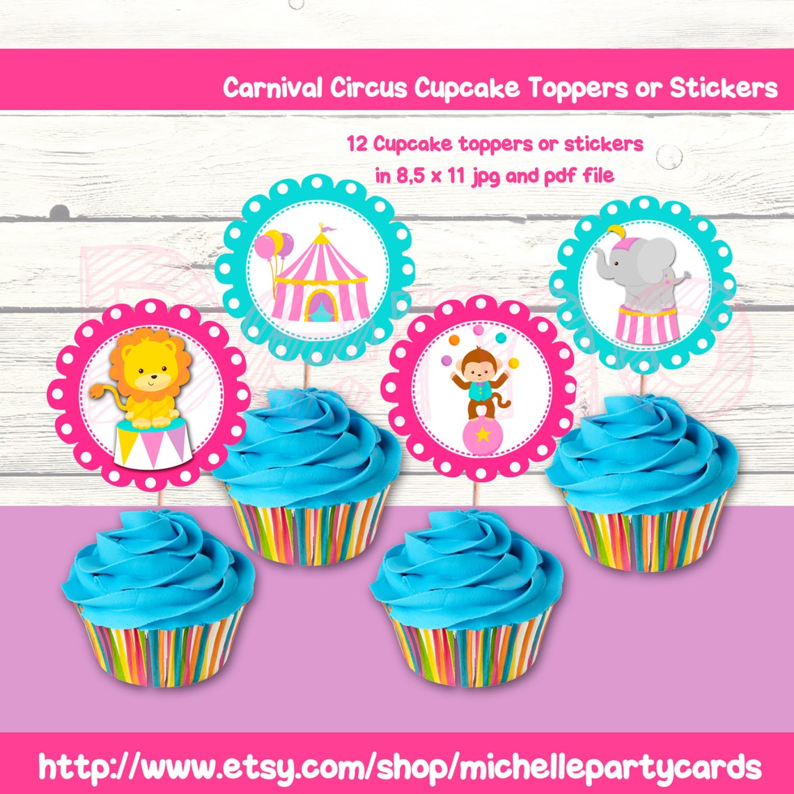 Carnival Circus Cupcake Toppers Circus Toppers Carnival | Etsy