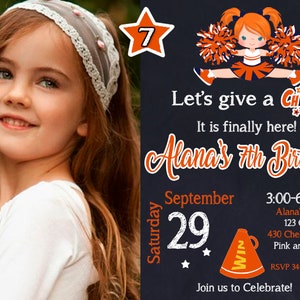 Cheerleader Photo Invitation, Cheer Invitation, Cheerleading Party ...