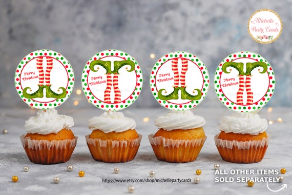 INSTANT DOWNLOAD Cupcake Toppers Elf Christmas Cupcake | Etsy