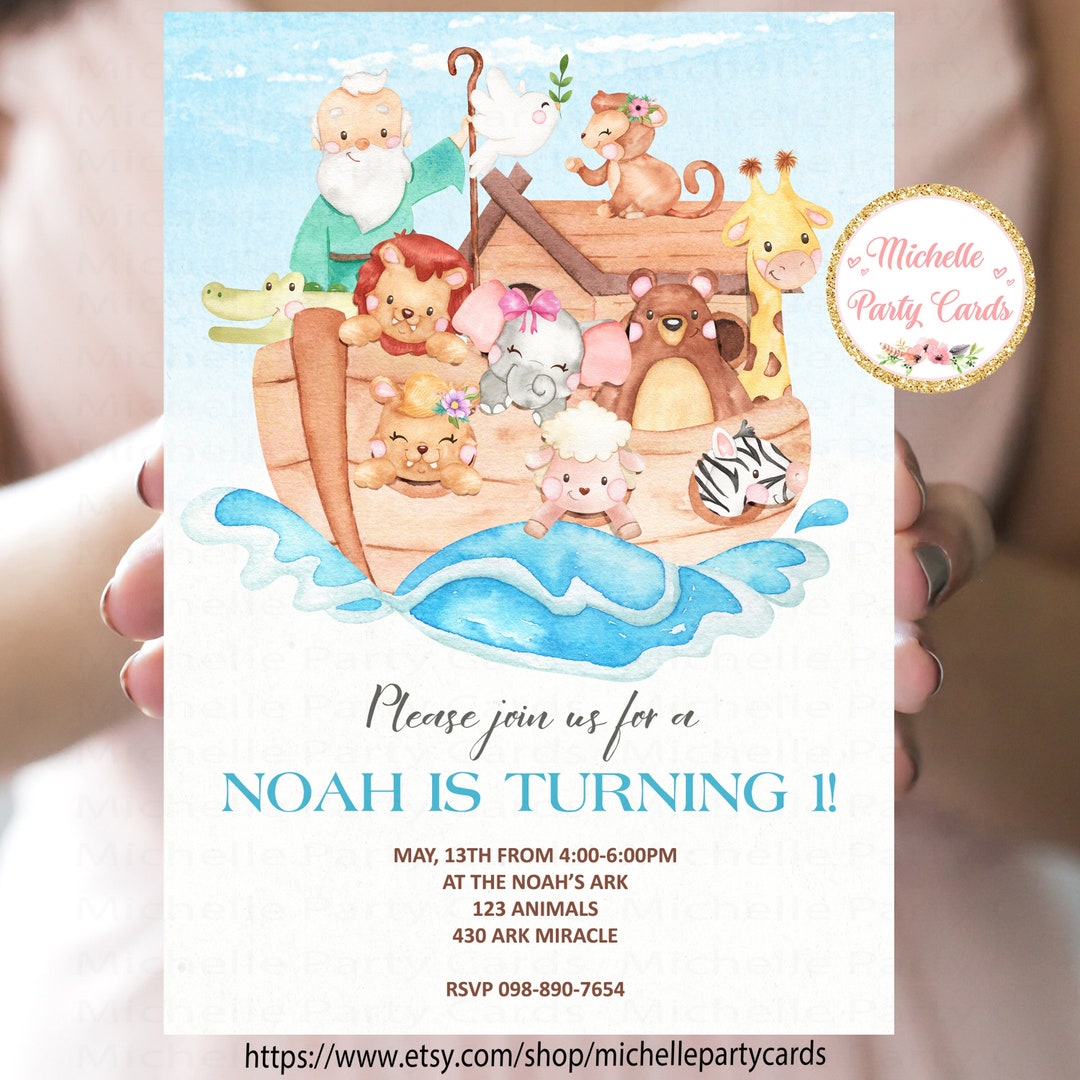 Noah's Ark Invitation, Noah Birthday, Noah Invitation, Animals Party ...