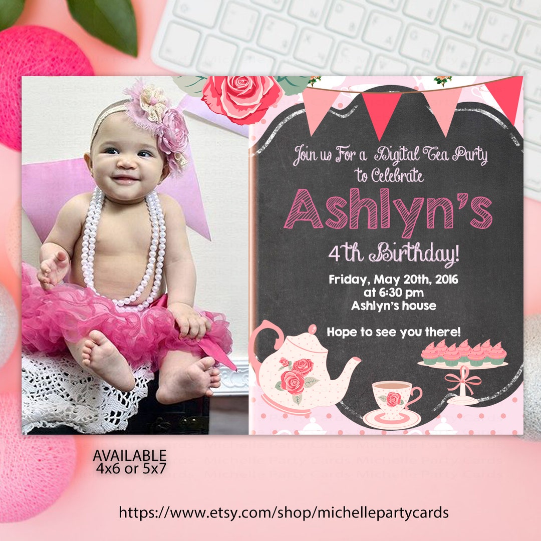 Tea Party Invitation Photo Virtual Birthday Tea Party Invitation ...