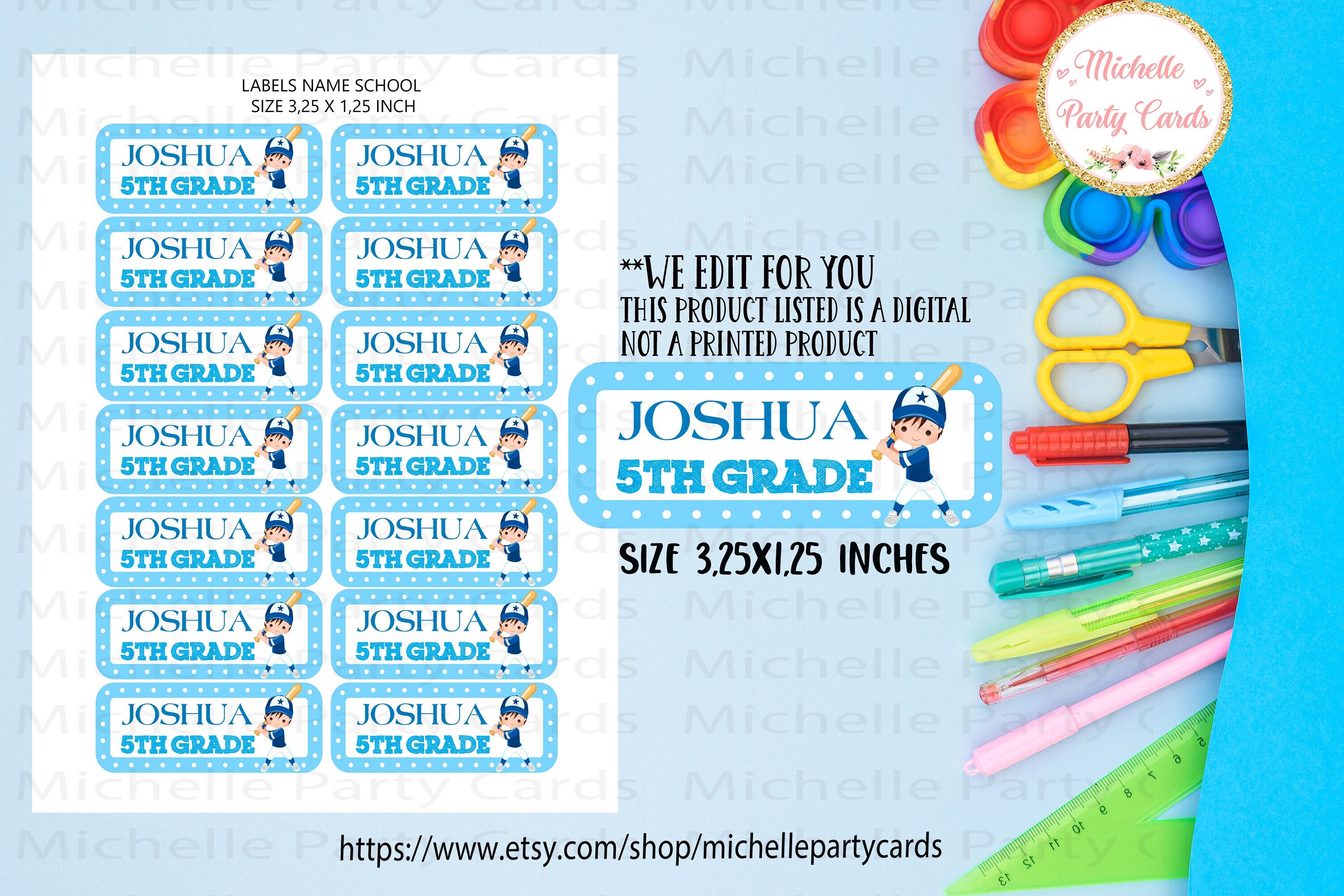 Digital File Only, Baseball School, Labels Name, Boys Labels Name ...