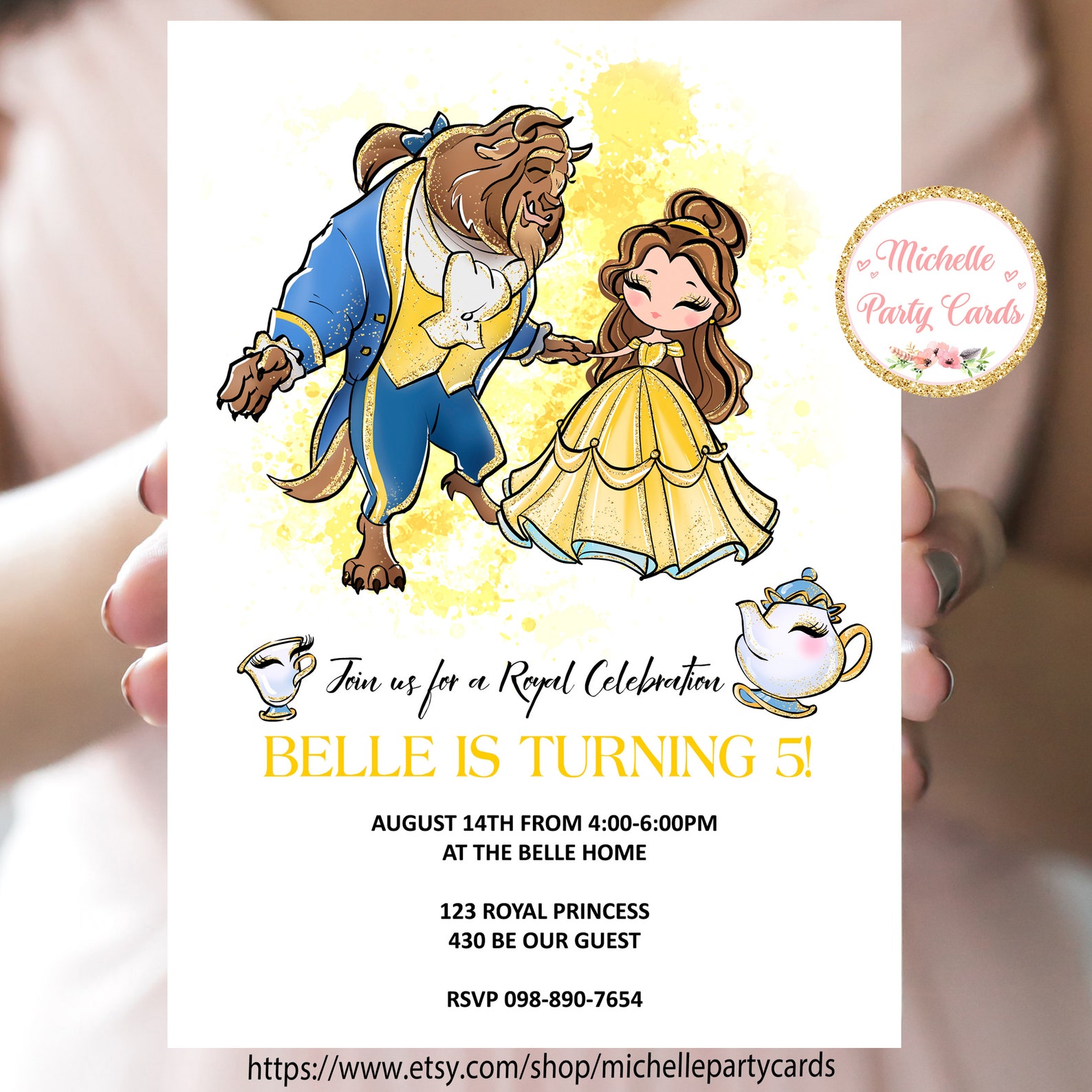 Princess Belle Invitation Royal Party Celebration Belle - Etsy