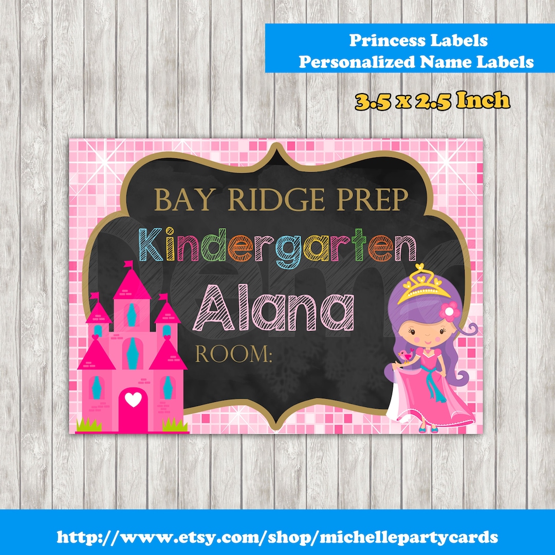 Princess Labels, Back to School Personalized Name -girl Back to School ...