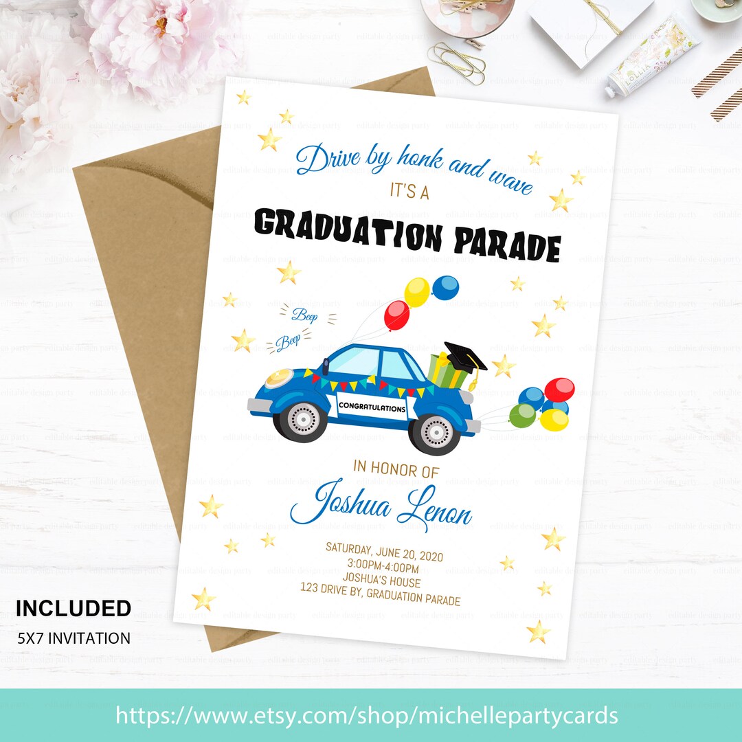 Drive by Graduation Parade Invitation Through Graduation Party Social ...