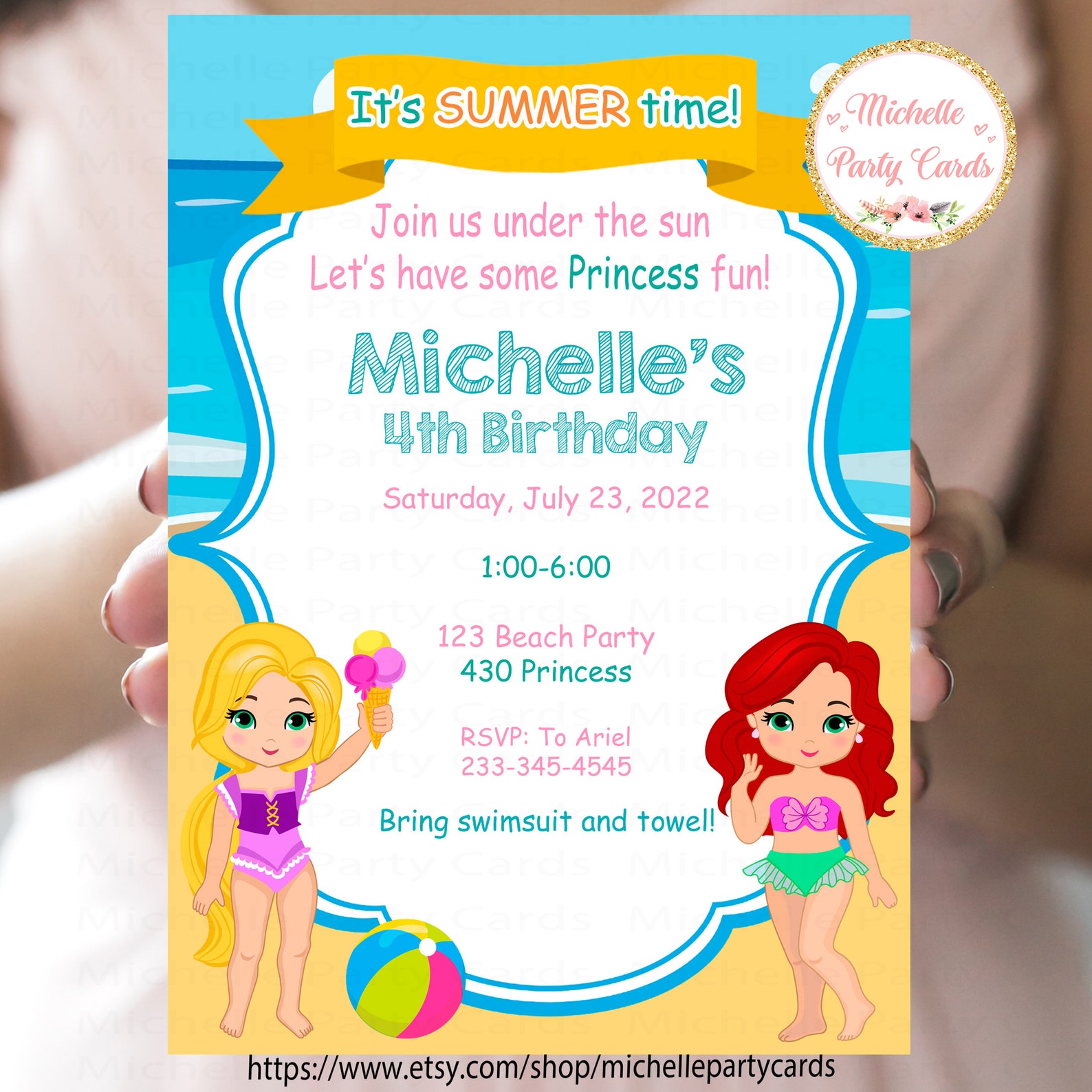 Princess Beach Party Frozen Beach Party Invitation Summer | Etsy