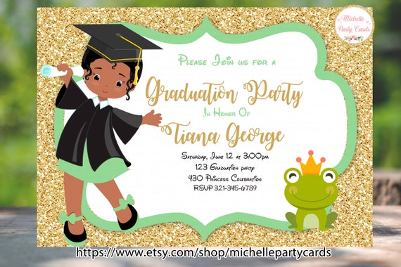 Princess Graduation Tiana Invitation Graduation Party - Etsy