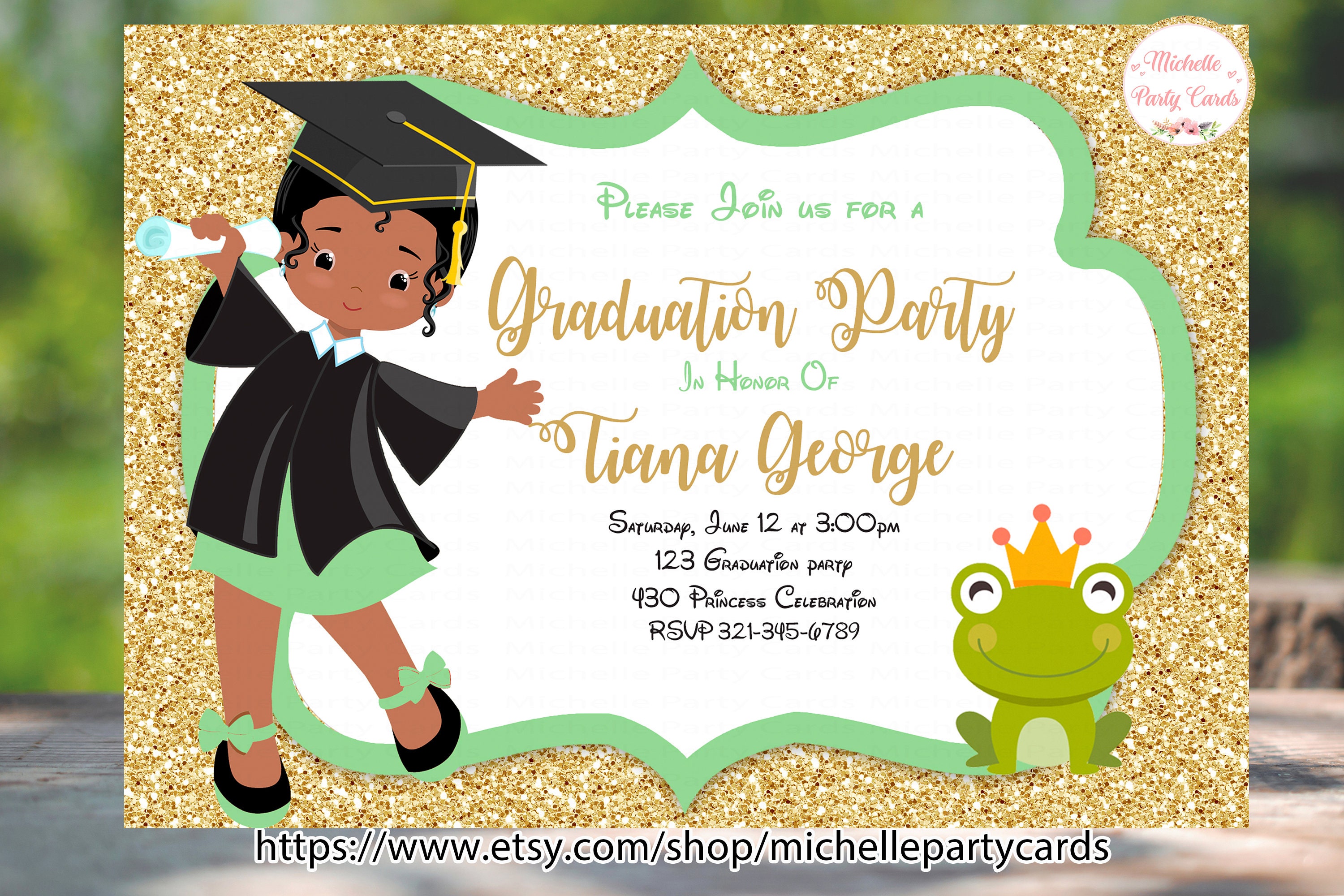 Princess Graduation, Tiana Invitation, Graduation Party, Graduation ...