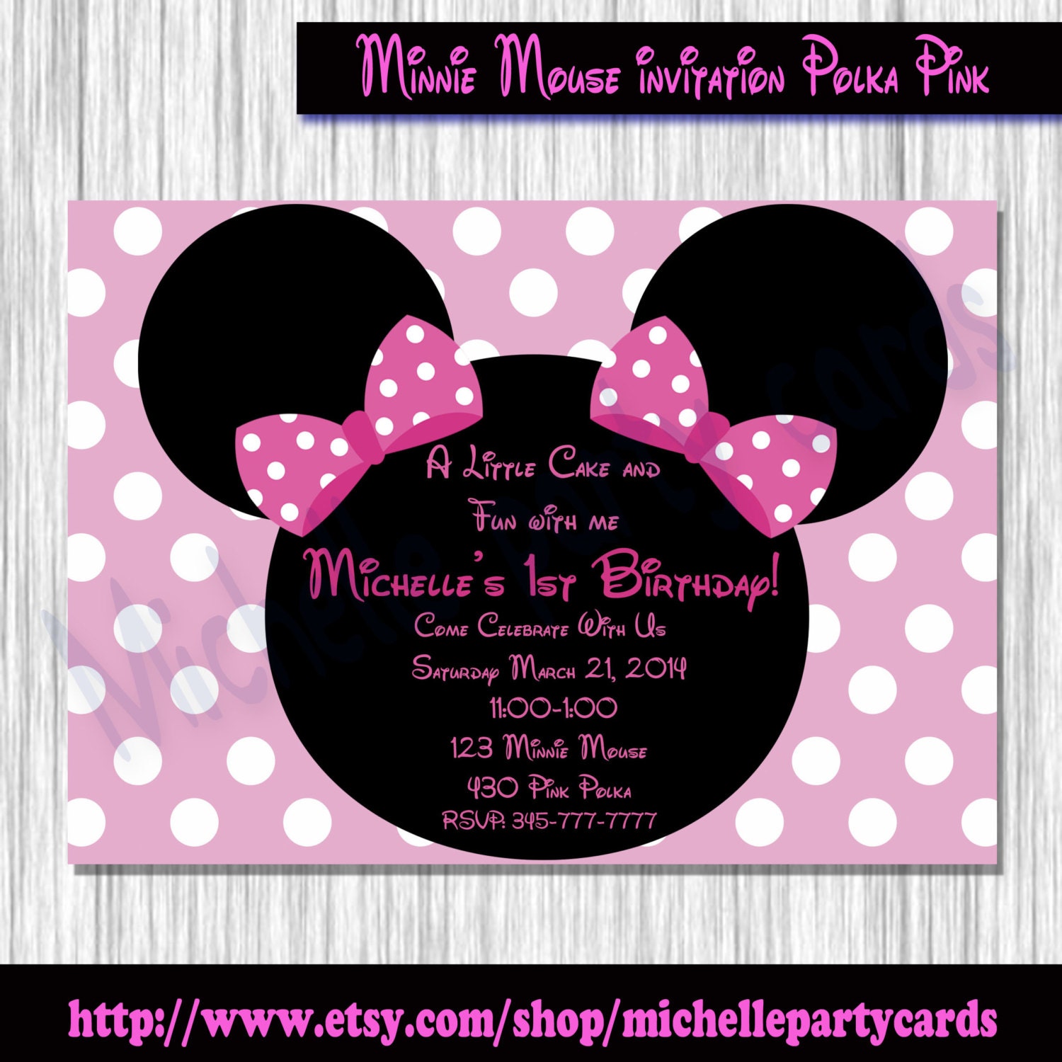 Minnie Mouse Invitation Polka Minnie Party Minnie Mouse - Etsy
