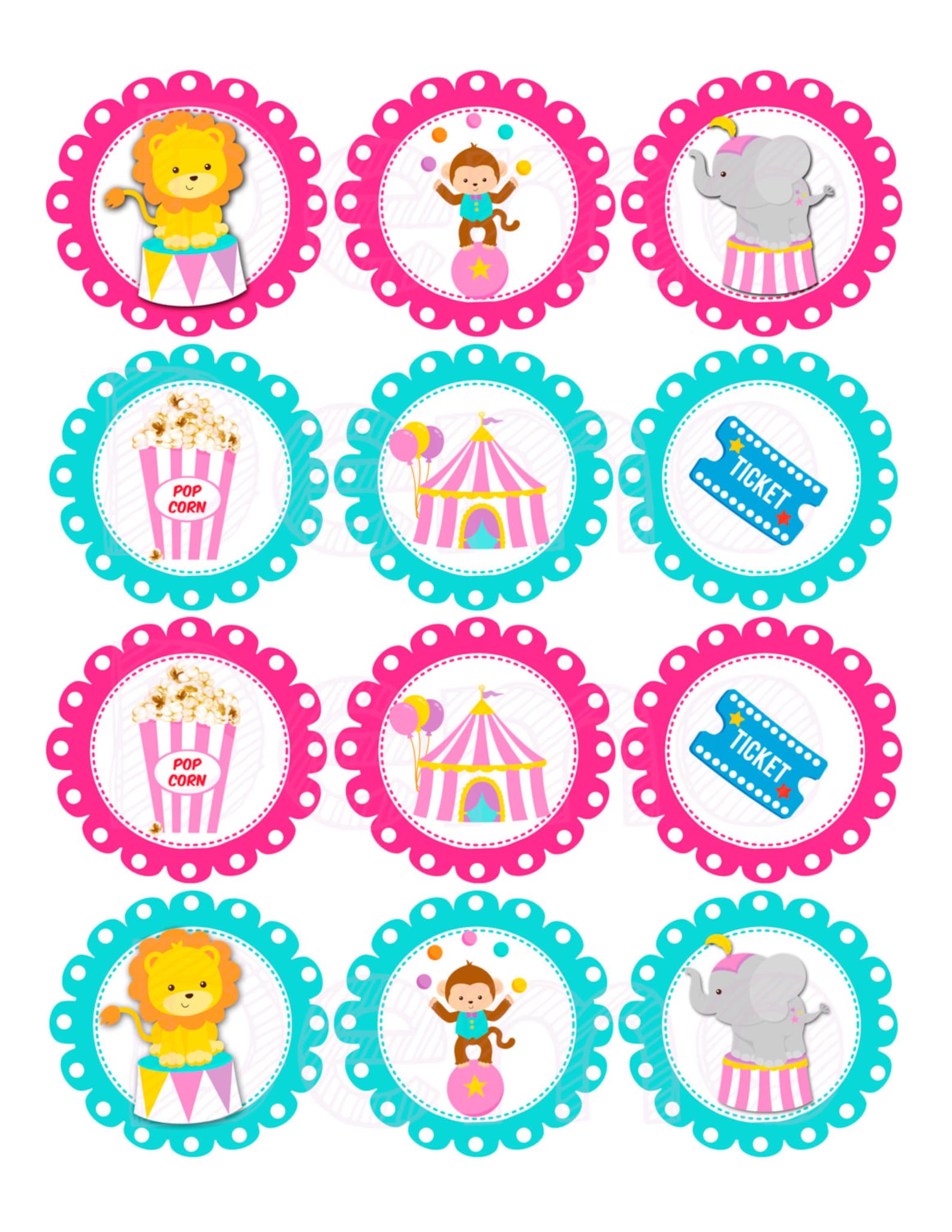 Carnival Circus Cupcake Toppers Circus Toppers Carnival - Etsy