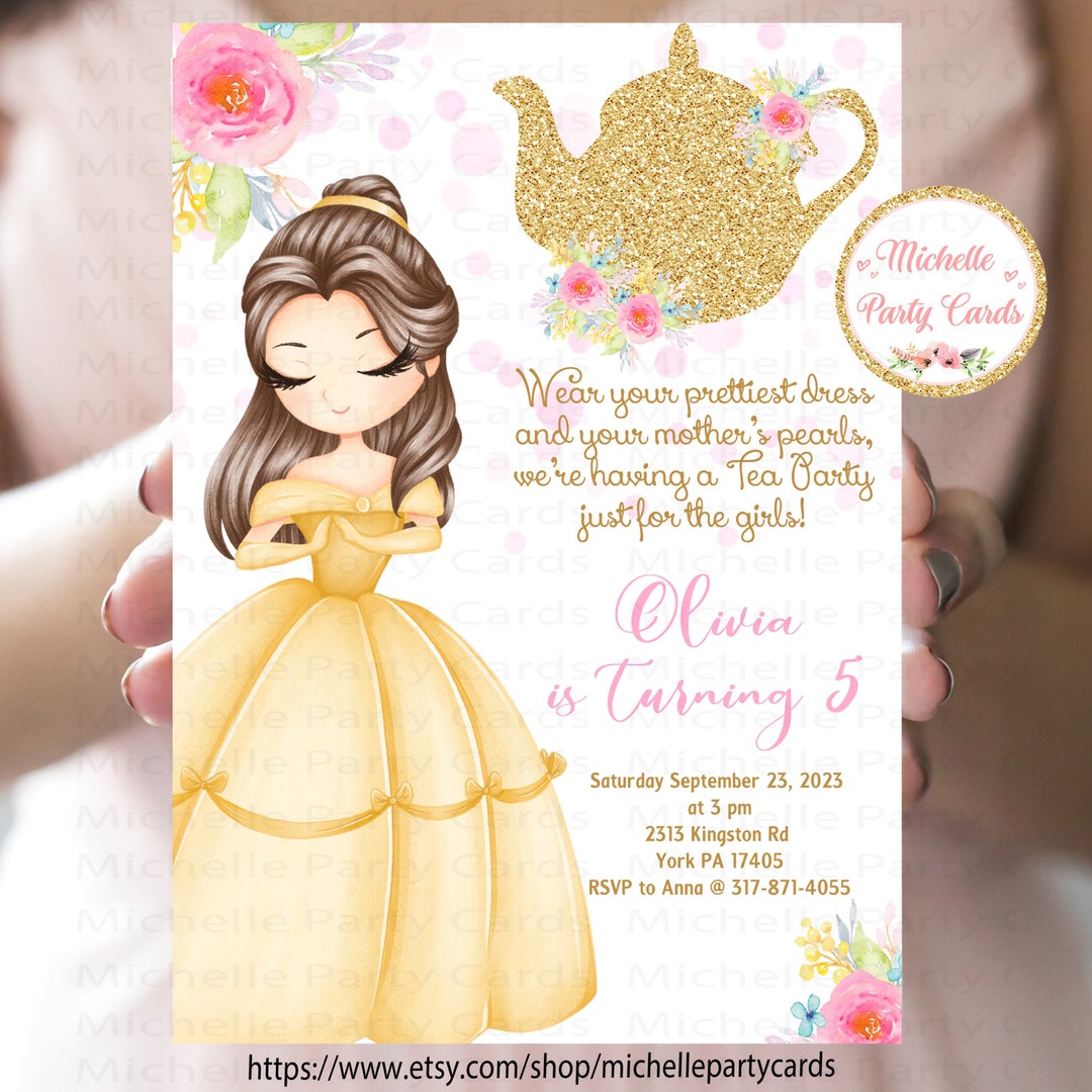 Belle Tea Party Invitation, Tea Birthday, Princess Tea Party, Princess ...