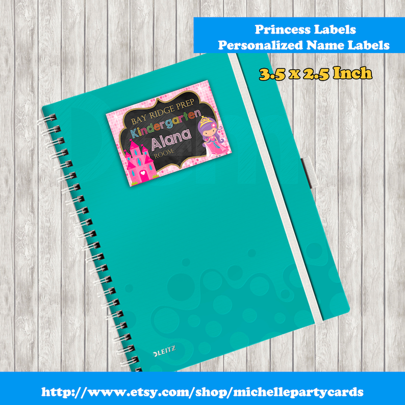 Princess Labels Back to School Personalized Name girl Back - Etsy