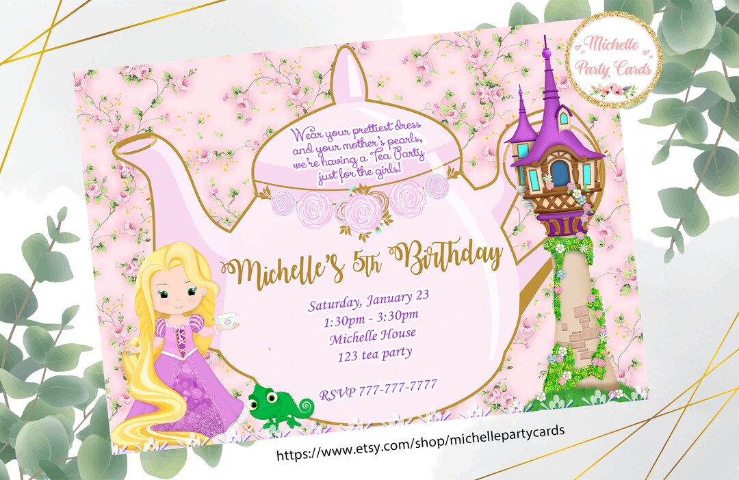 Princess Rapunzel Tea Party Invitation, Princess Invitation, Tea Party ...