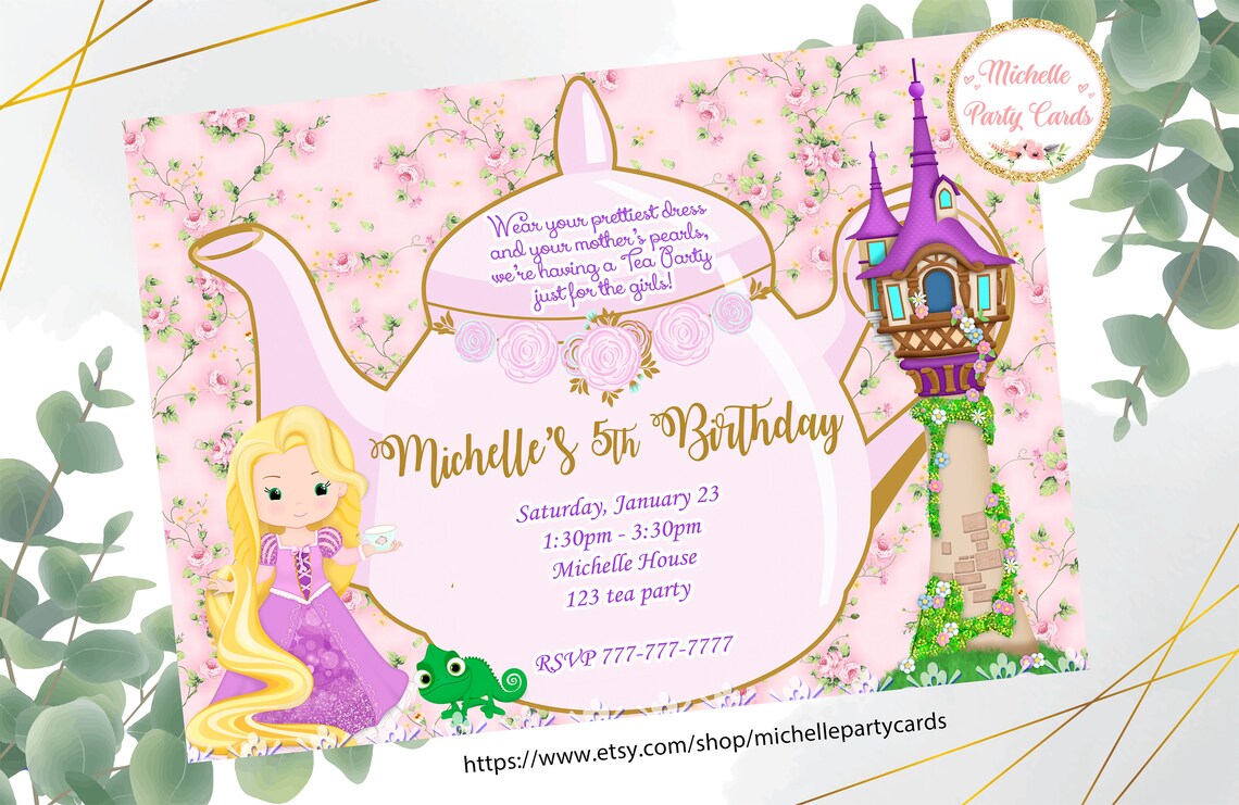 Princess Rapunzel Tea Party Invitation Princess Invitation - Etsy