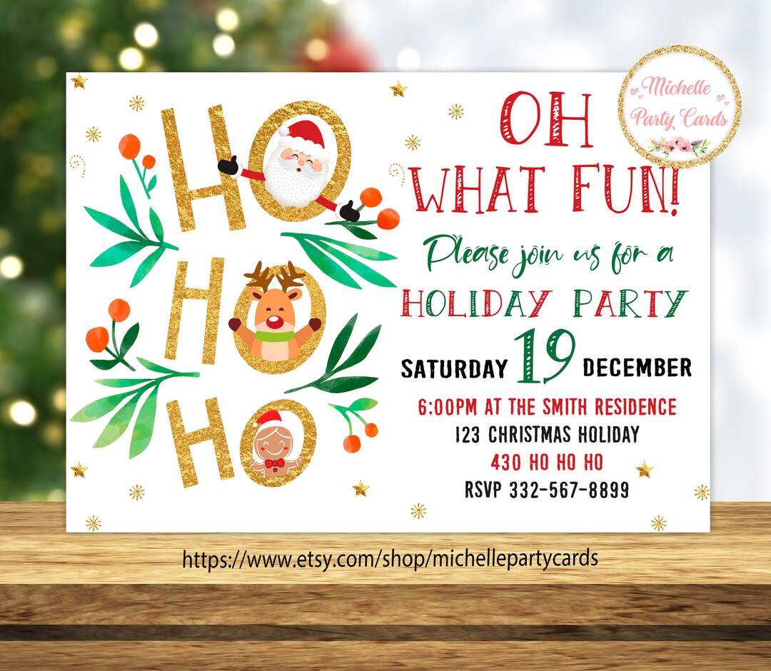 Oh What Fun Christmas Party Invitation, Holiday Party Invitation ...
