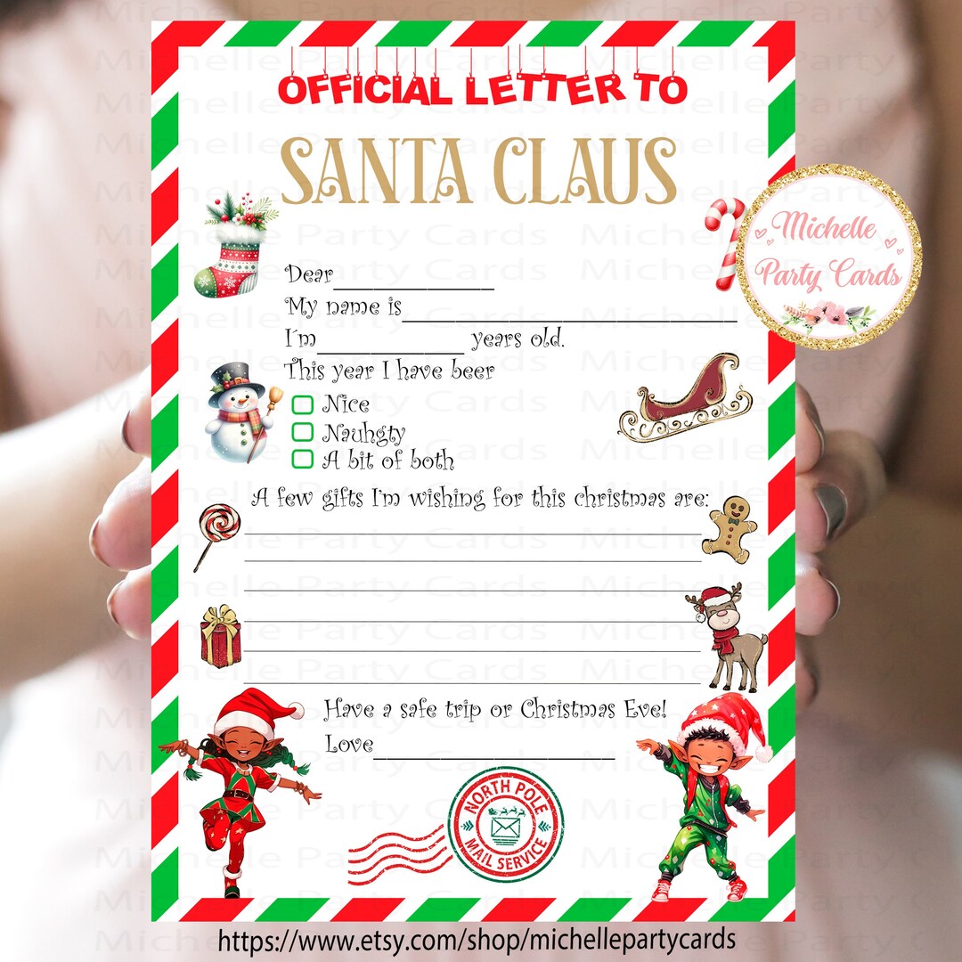 Letter to Santa Printable Kids Letter to Santa, Santa Letter, Christmas ...