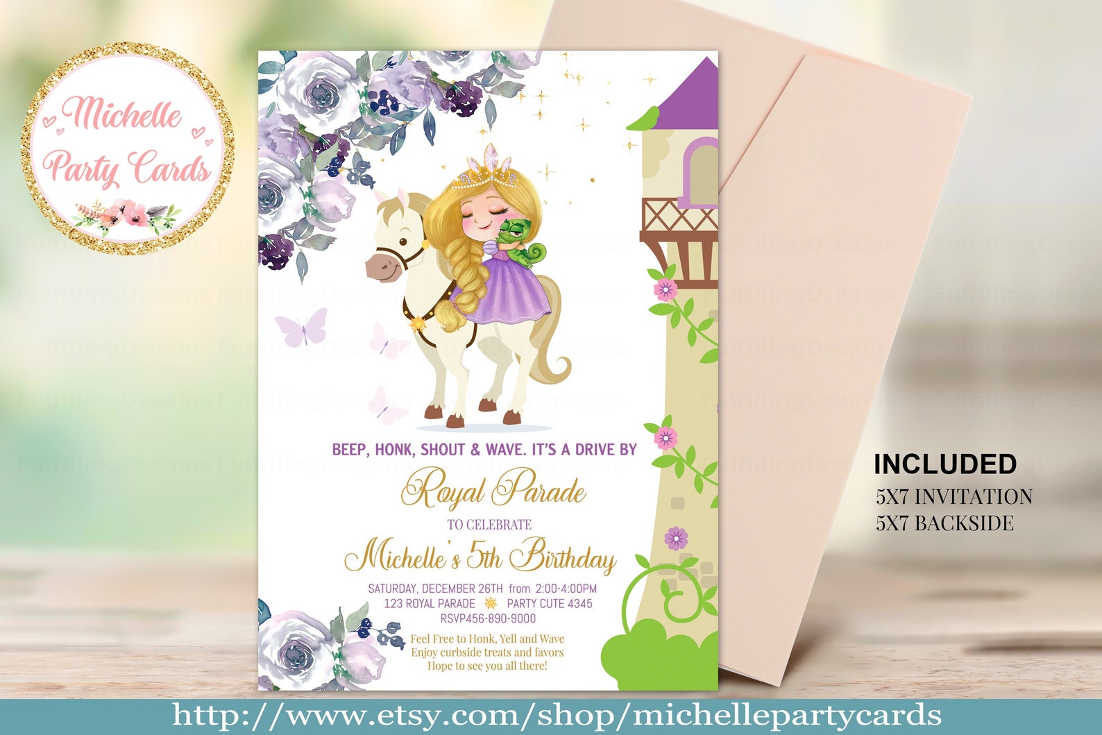 Princess Rapunzel Invitation Princess Rapunzel Virtual - Etsy