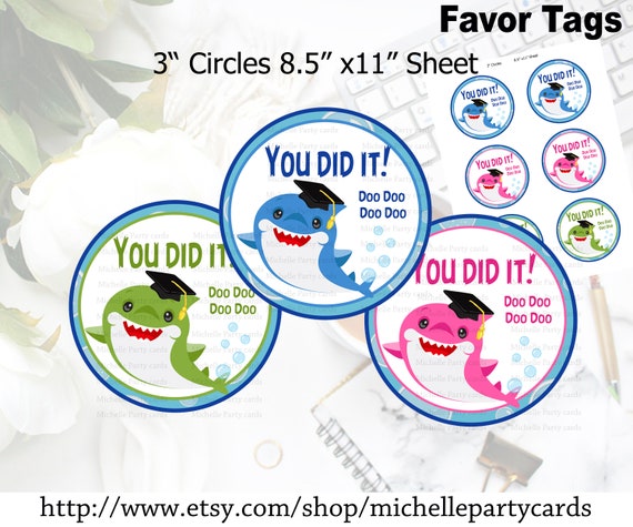 Favor Tags Graduation Baby Sharks Graduation Decoration You - Etsy