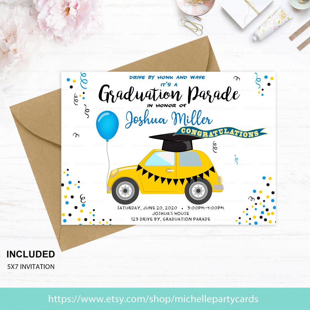 Drive by Graduation Parade Invitation Drive Through Graduation Party ...