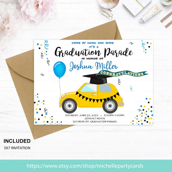 Drive by Graduation Parade Invitation Drive Through Graduation - Etsy