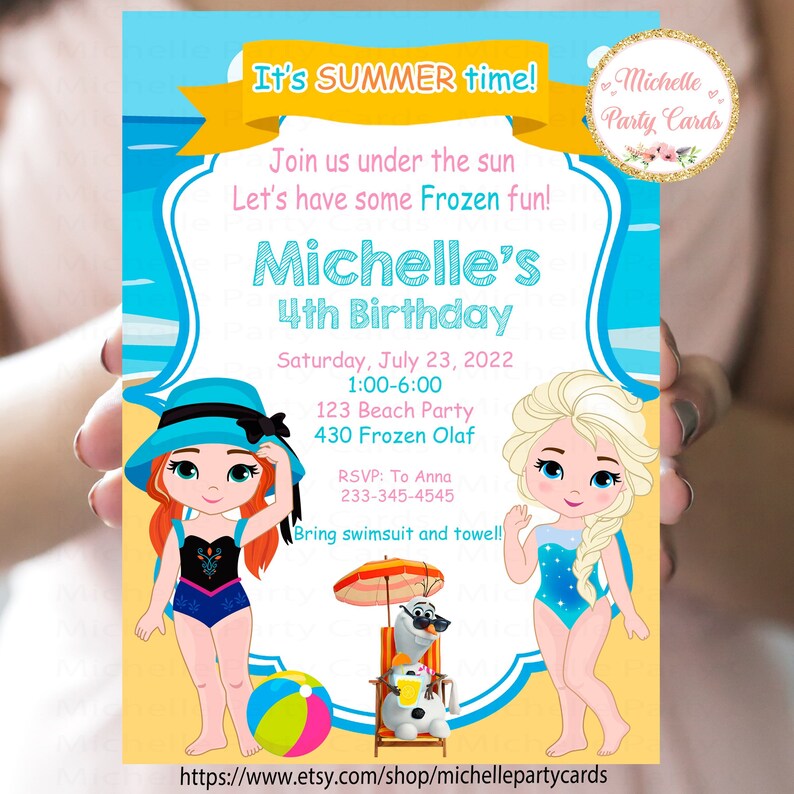 Princess Beach Party Frozen Beach Party Invitation Summer | Etsy