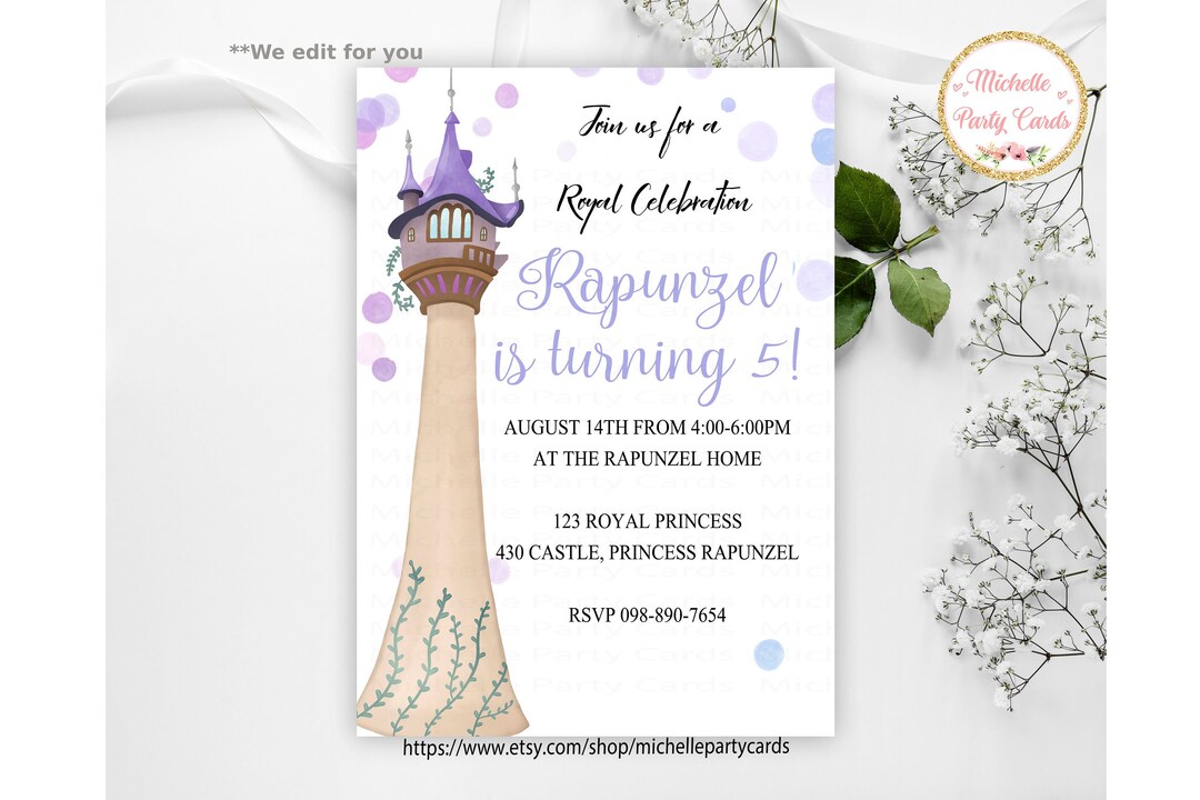Rapunzel Tower Invitation, Rapunzel Birthday, Rapunzel Party Invite ...
