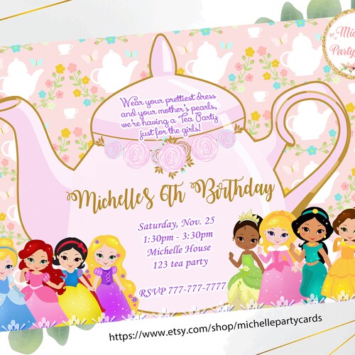 Editable Princess Tea Party Invitation Princess Birthday - Etsy
