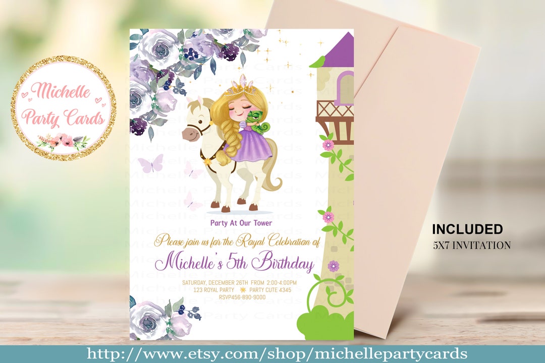 Princess Rapunzel Invitation, Princess Rapunzel, Virtual Party, Digital ...