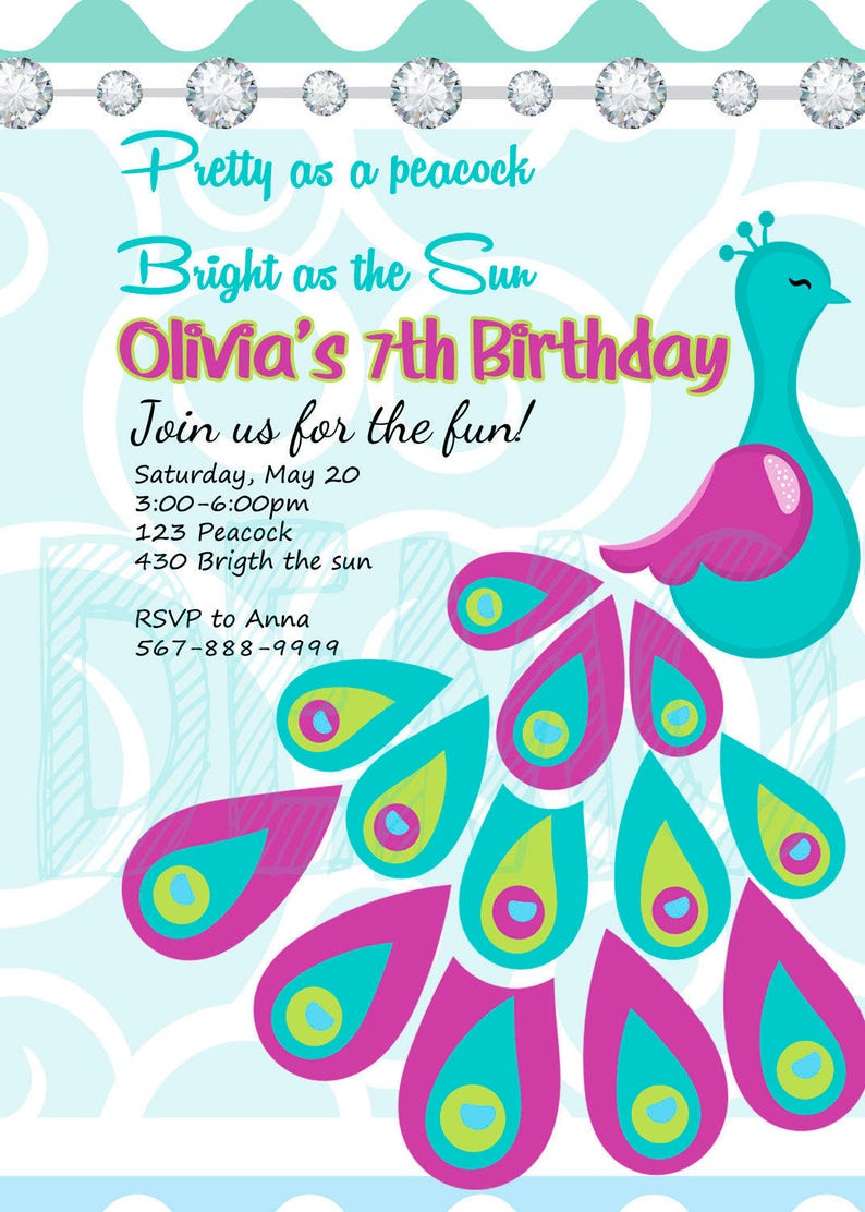 Peacock Invitation Peacock Birthday Peacock Baby Shower - Etsy