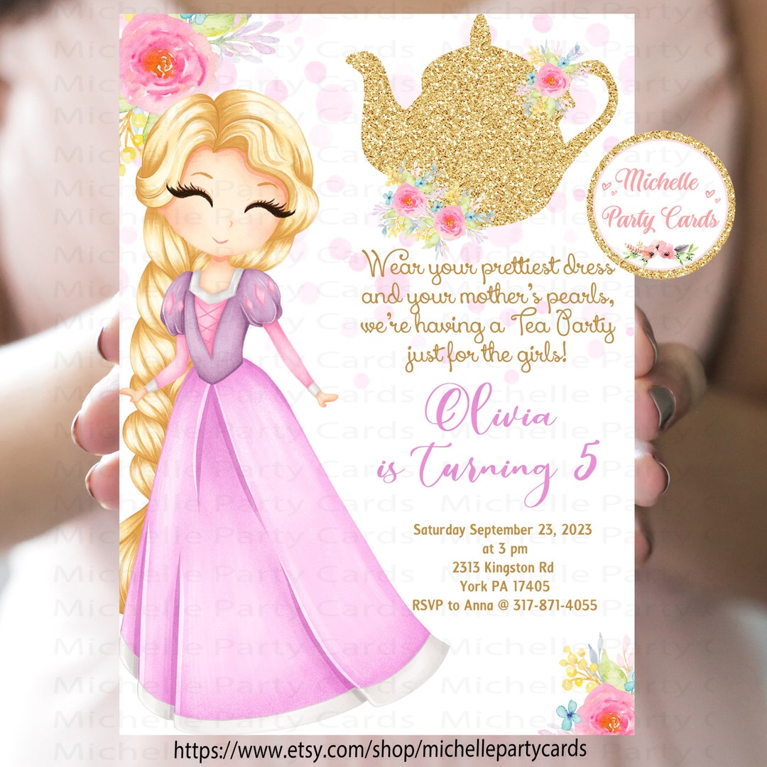 Rapunzel Tea Party Invitation, Princess Rapunzel, Princess Tea Party ...