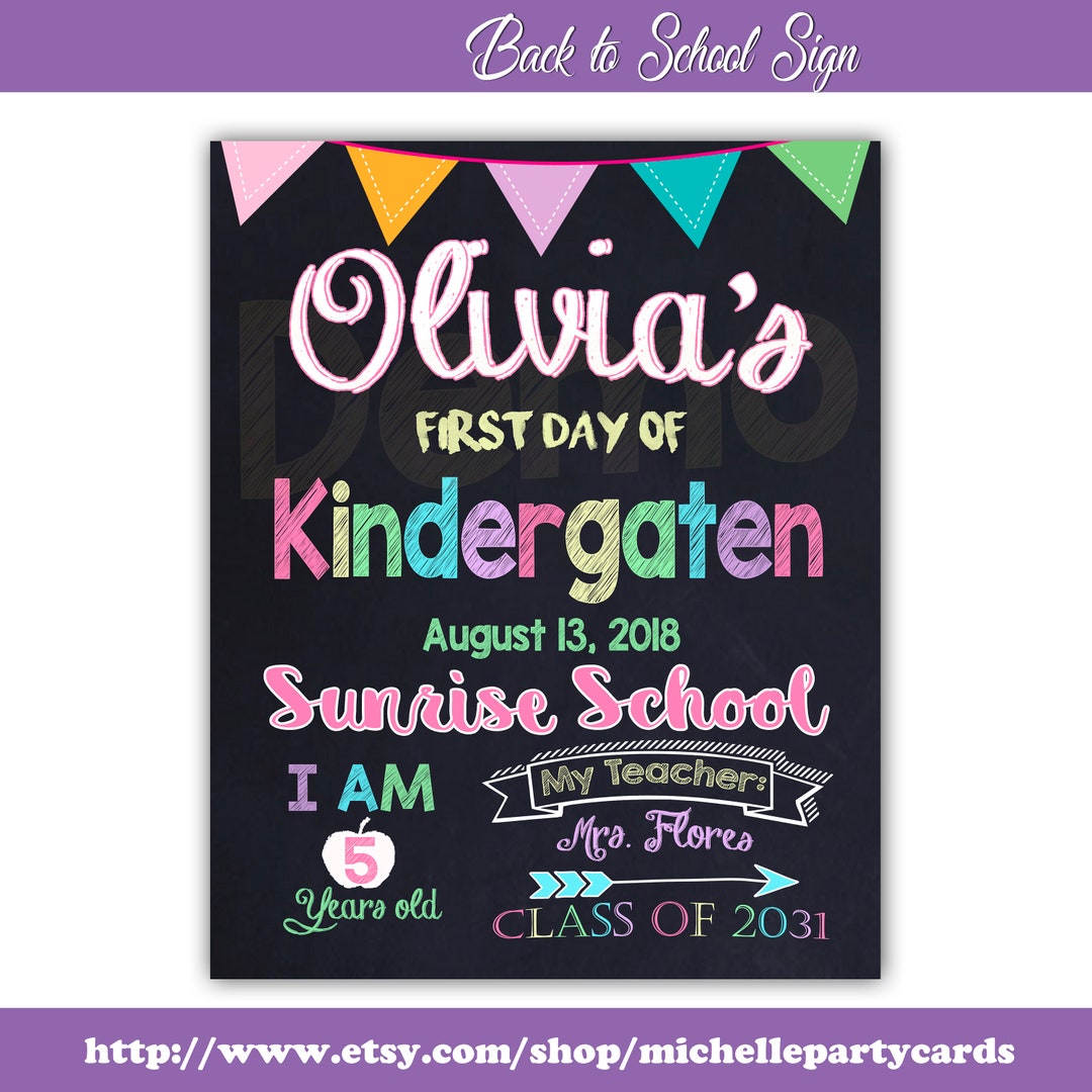Back to School Sign, First Day of School, Chalkboard Printable ...
