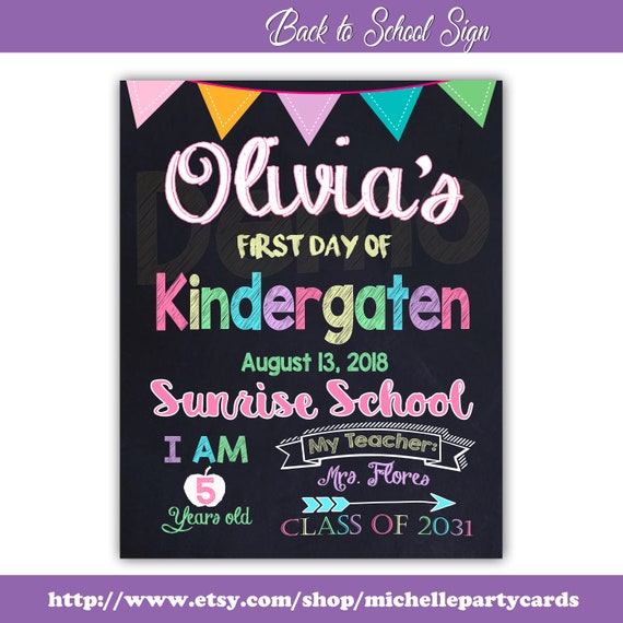 Back to School Sign First Day of School Chalkboard Printable | Etsy